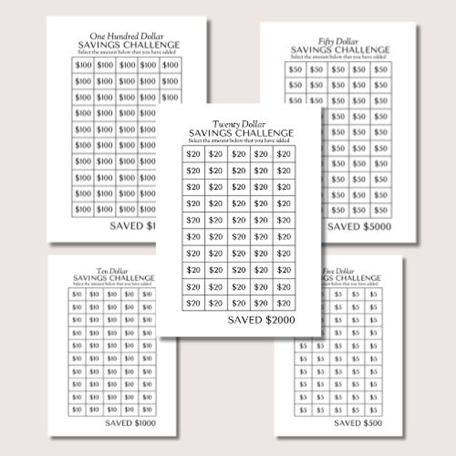 Savings Challenge Printable | Savings Challenge Bundle | 20 Savings ...