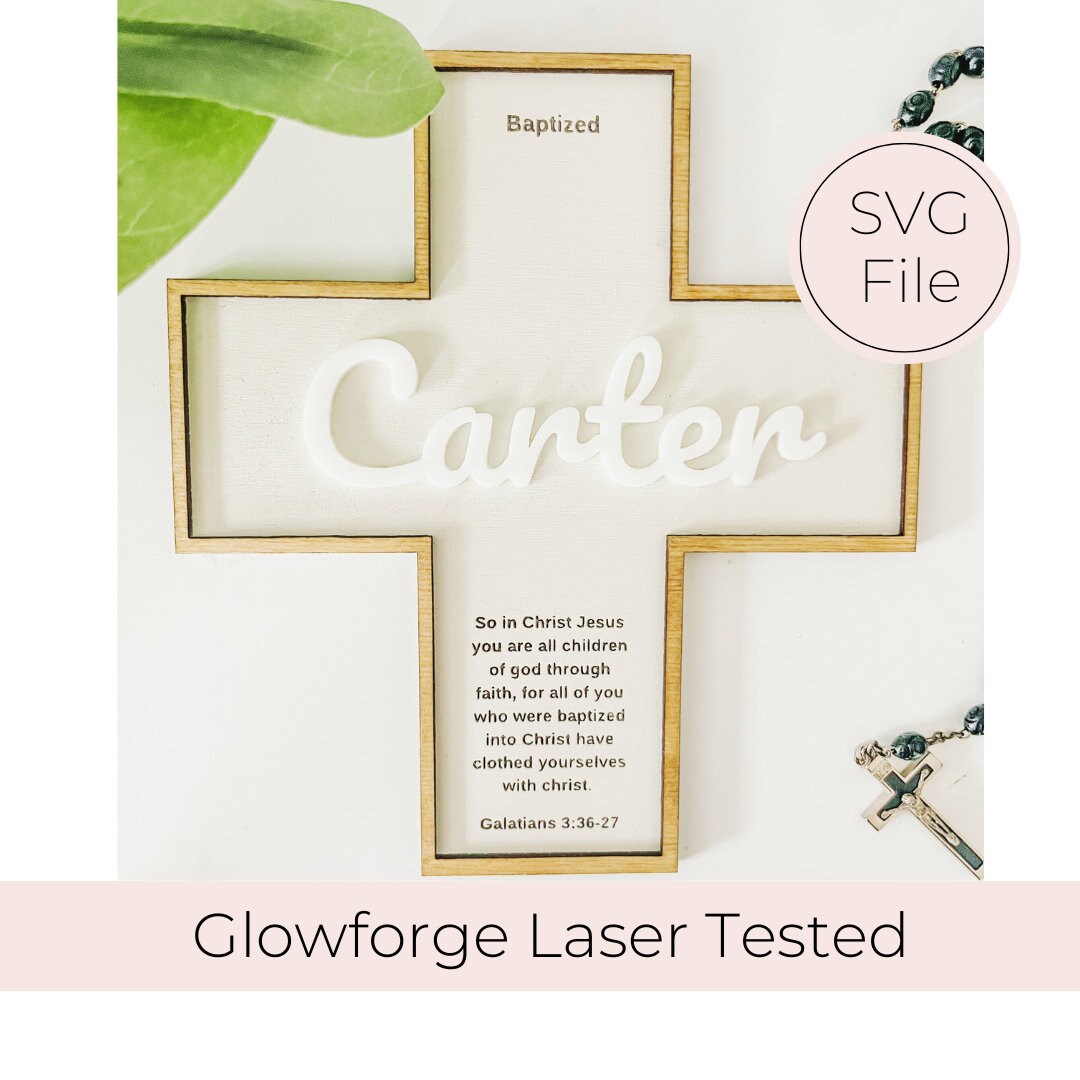Baptism Cross Cut File | Glowforge Tested Cut File | Engraved Baptism ...