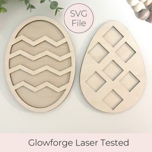 Easter Eggs Two Layer SVG File | Glowforge Cut File | Interchangeable Crate Basket | Patterned ...