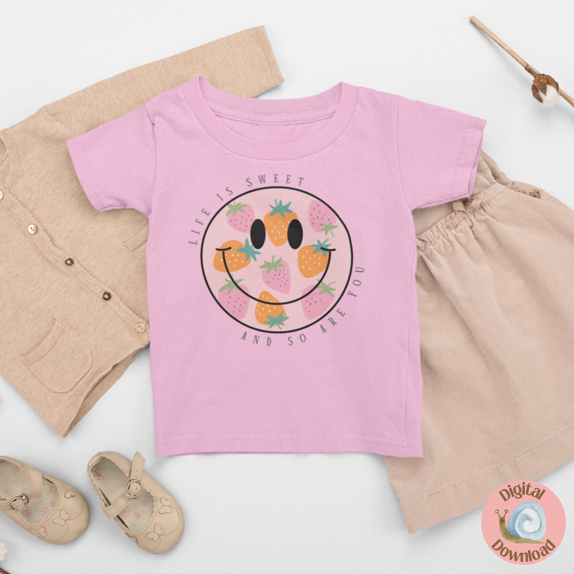 Printable Smiley Face PNG, Strawberry Retro Smiley Face Digital ...