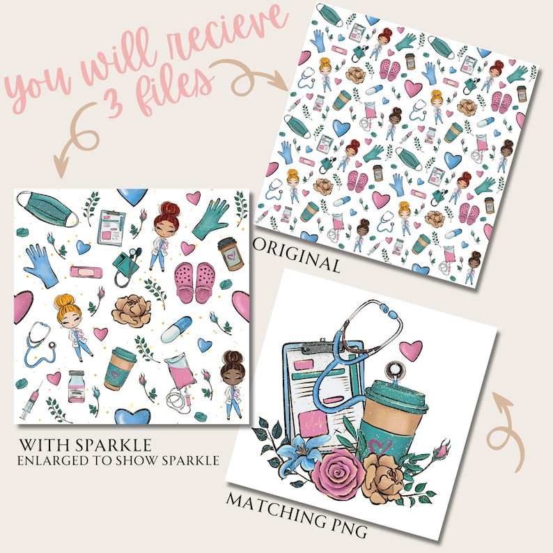 Nurse Pattern Design File for Sublimation Printing, Seamless Nurse Life ...