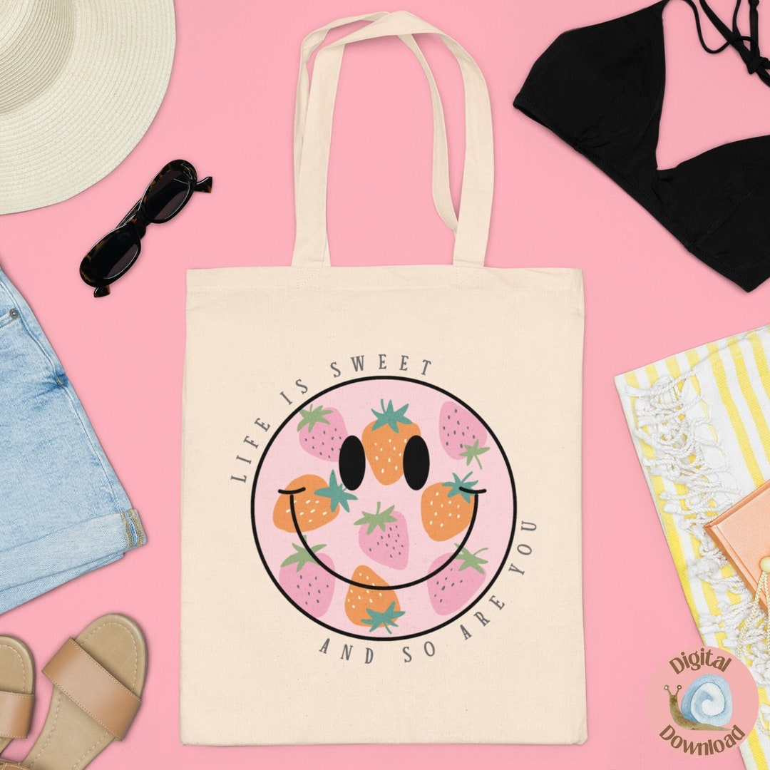 Printable Smiley Face PNG, Strawberry Retro Smiley Face Digital ...