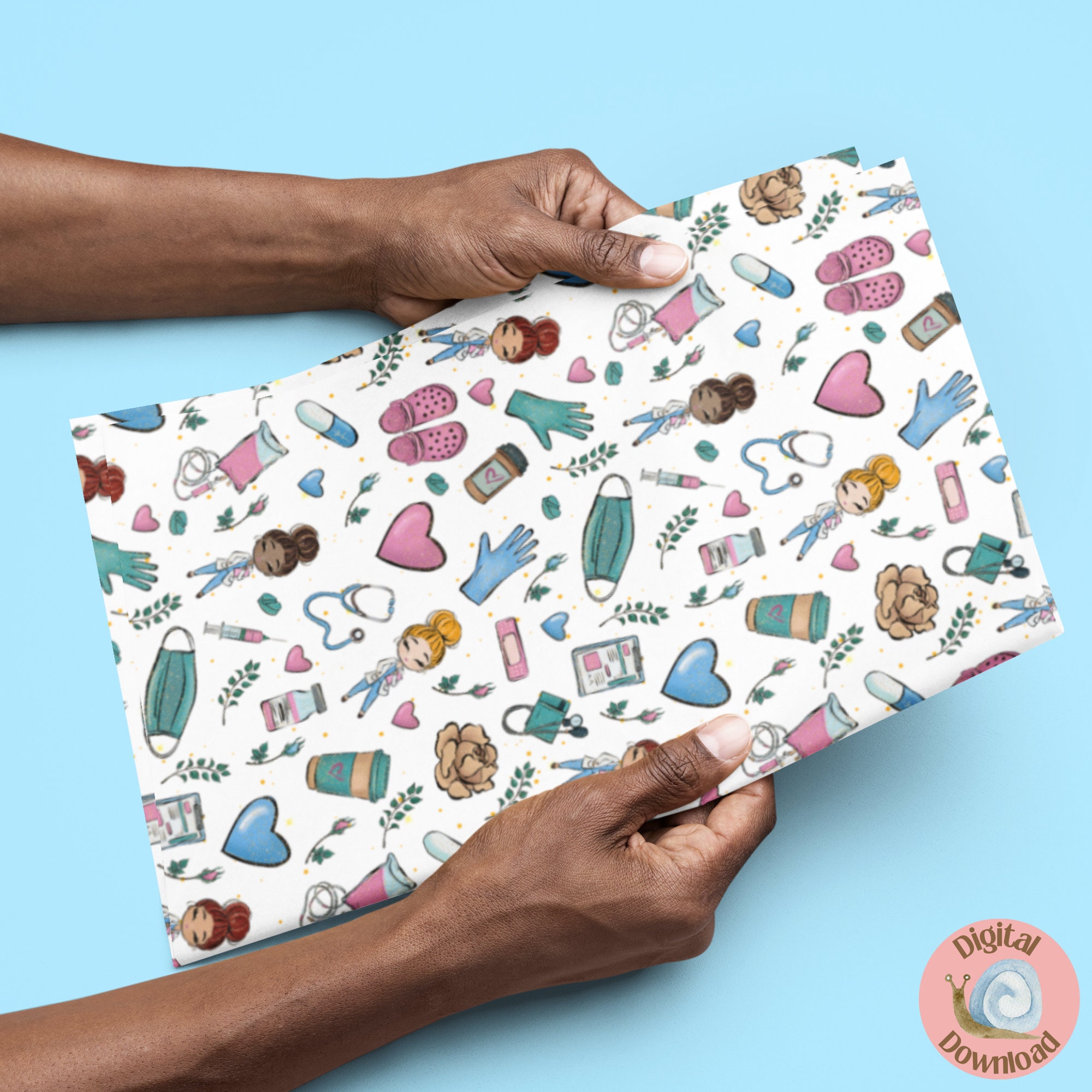 Nurse Pattern Design File for Sublimation Printing, Seamless Nurse Life ...