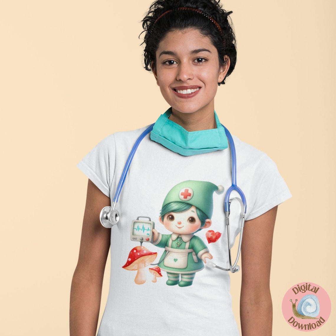 Printable Nurse Doctor Gnome Seamless Pattern Design File Sublimation ...