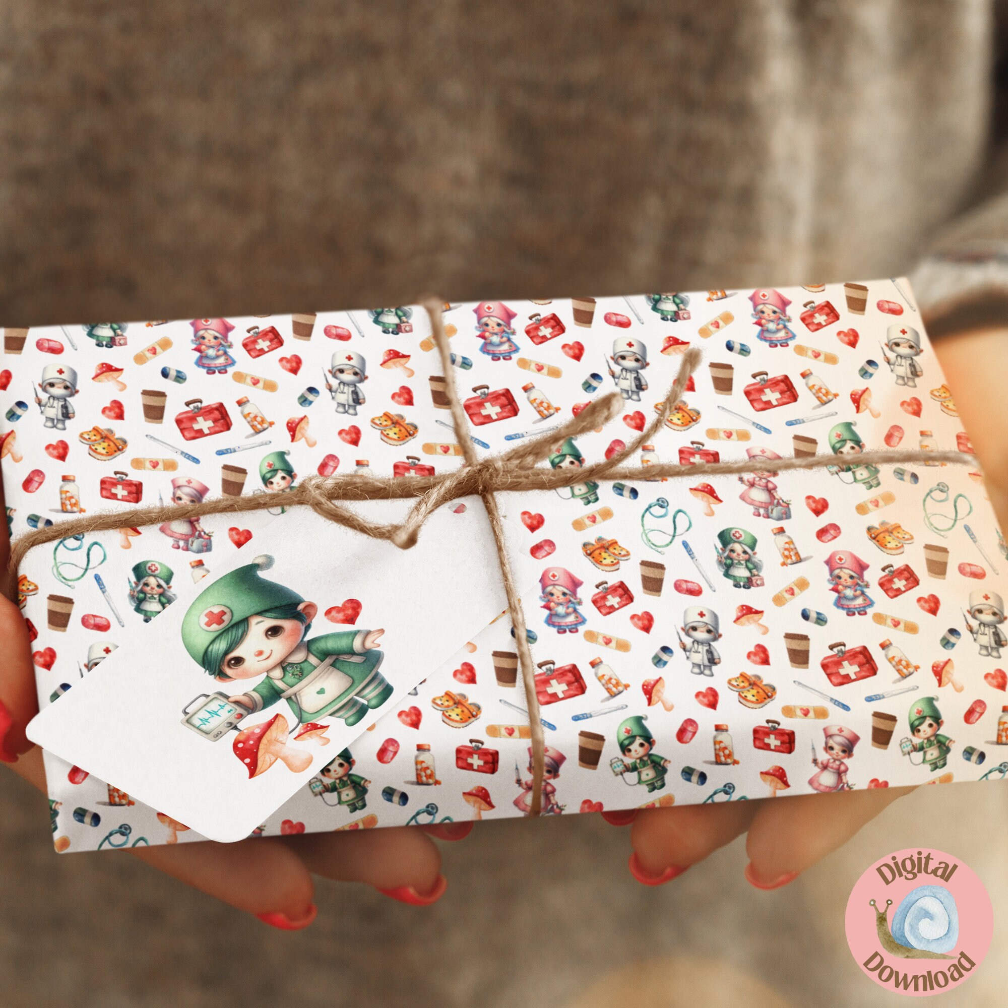 Printable Nurse Doctor Gnome Seamless Pattern Design File Sublimation ...