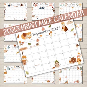 2025 Calendar Printable , Cute 2025 Print at Home Wall Calendar PDF ...