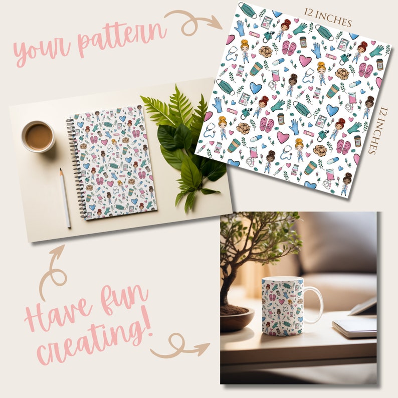 Nurse Pattern Design File for Sublimation Printing, Seamless Nurse Life ...