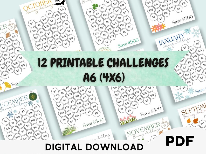 Mini Savings Challenge Printable Bundle A6 Savings Challenge, Monthly ...