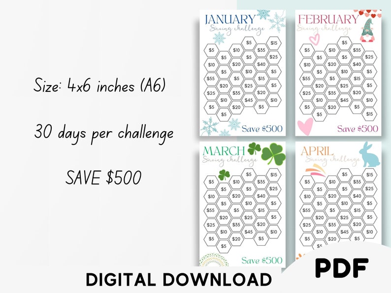 Mini Savings Challenge Printable Bundle A6 Savings Challenge, Monthly ...