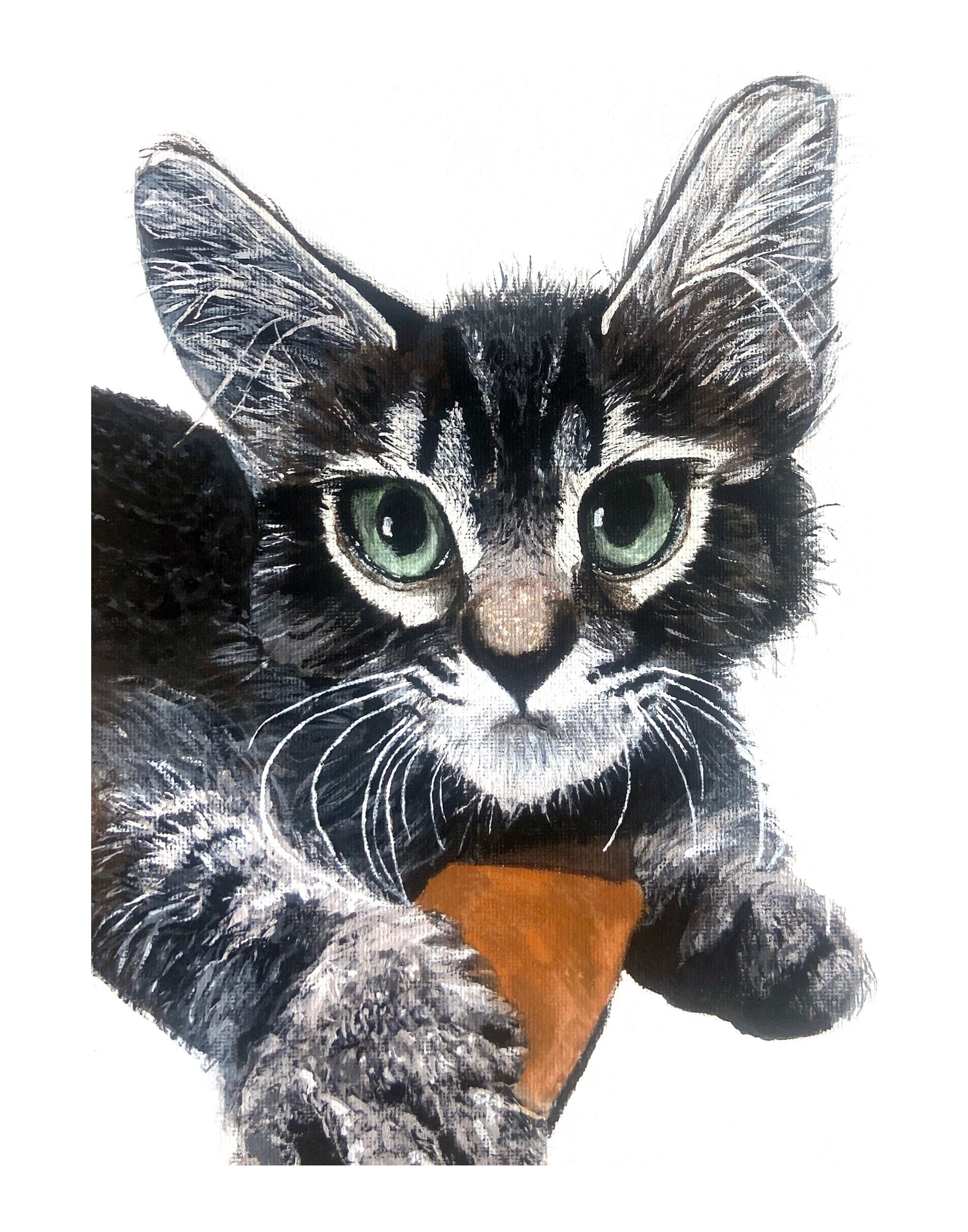 Gray Cat Art Print Digital Download Painting Print - Etsy