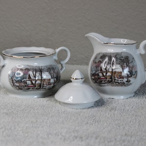 Winter China Sugar and Creamer - Etsy