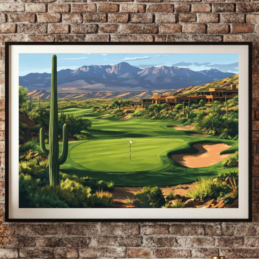 Printable Digital Golf Art - Arizona Desert Southwest Landscape | Golf ...