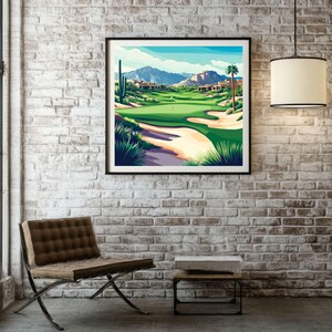 Printable Digital Golf Art - Arizona Desert Southwest Landscape | Golf ...