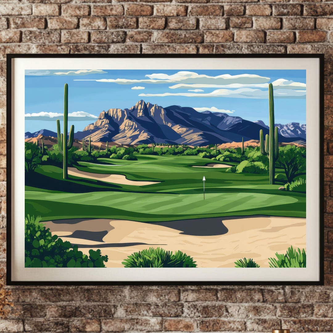 Printable Digital Golf Art Arizona Desert Southwest Landscape Golf Wall ...