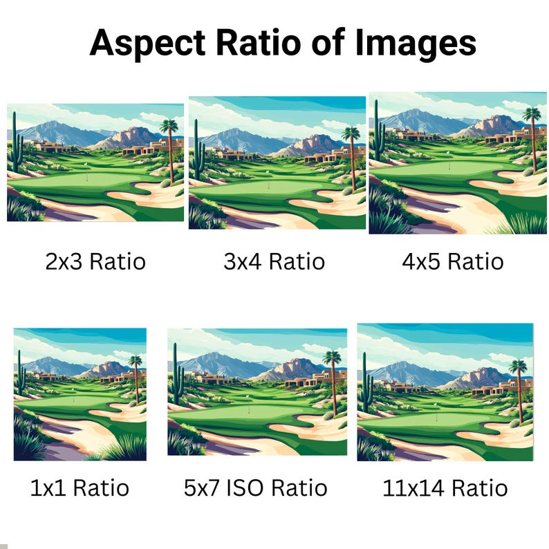Printable Digital Golf Art - Arizona Desert Southwest Landscape | Golf ...