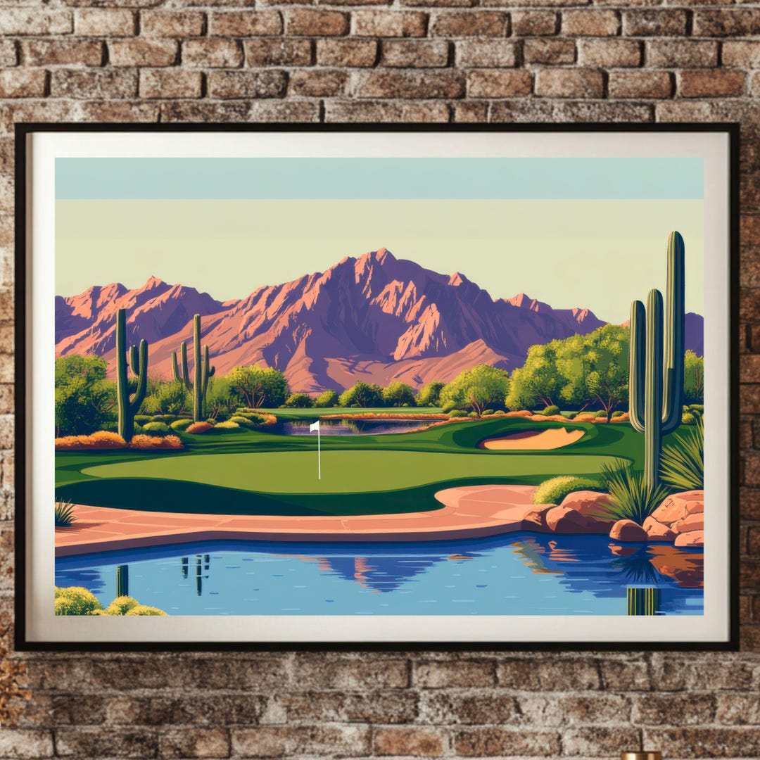 Printable Digital Golf Art - Arizona Desert Southwest Landscape | Golf ...