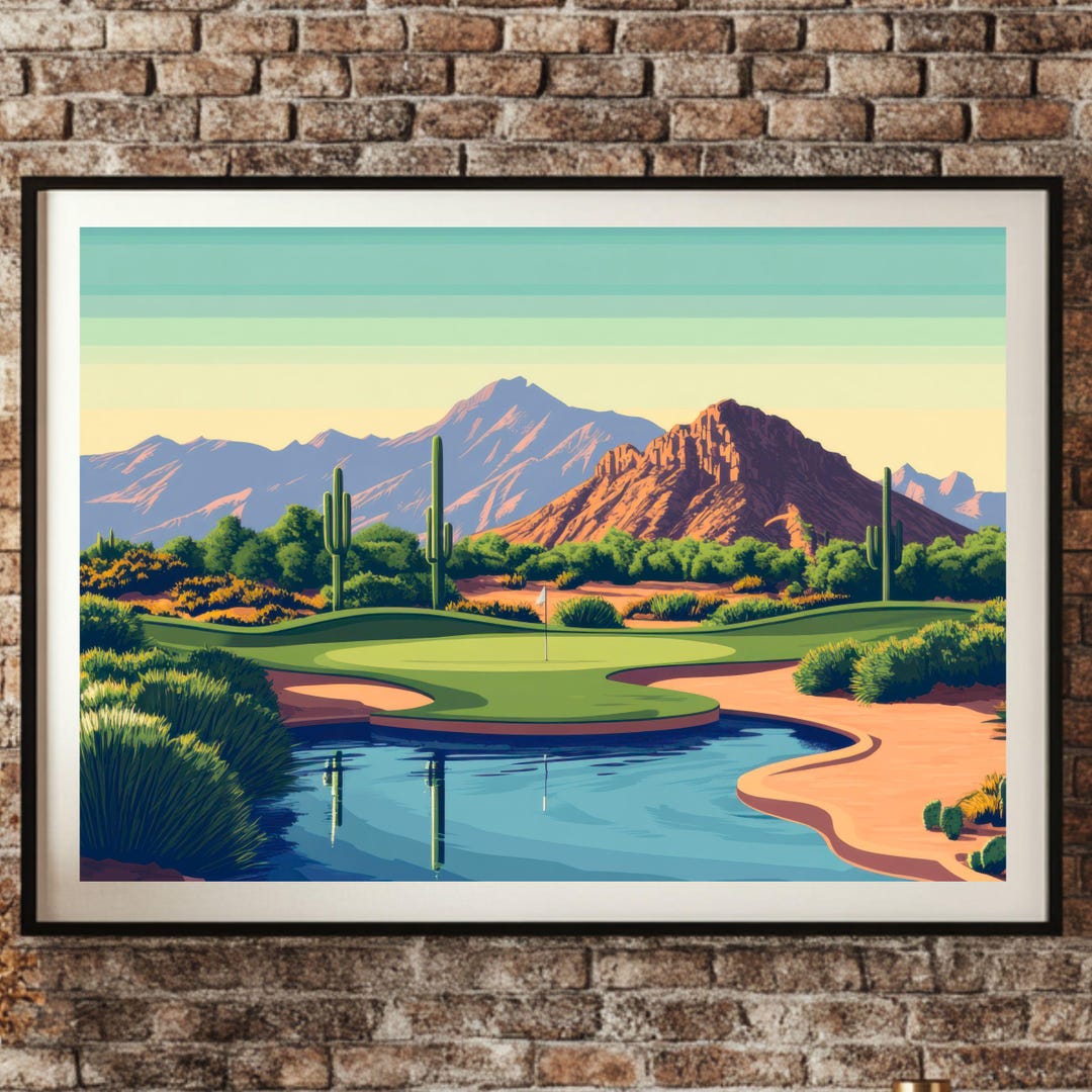 Printable Digital Golf Art - Arizona Desert Southwest Landscape | Golf ...