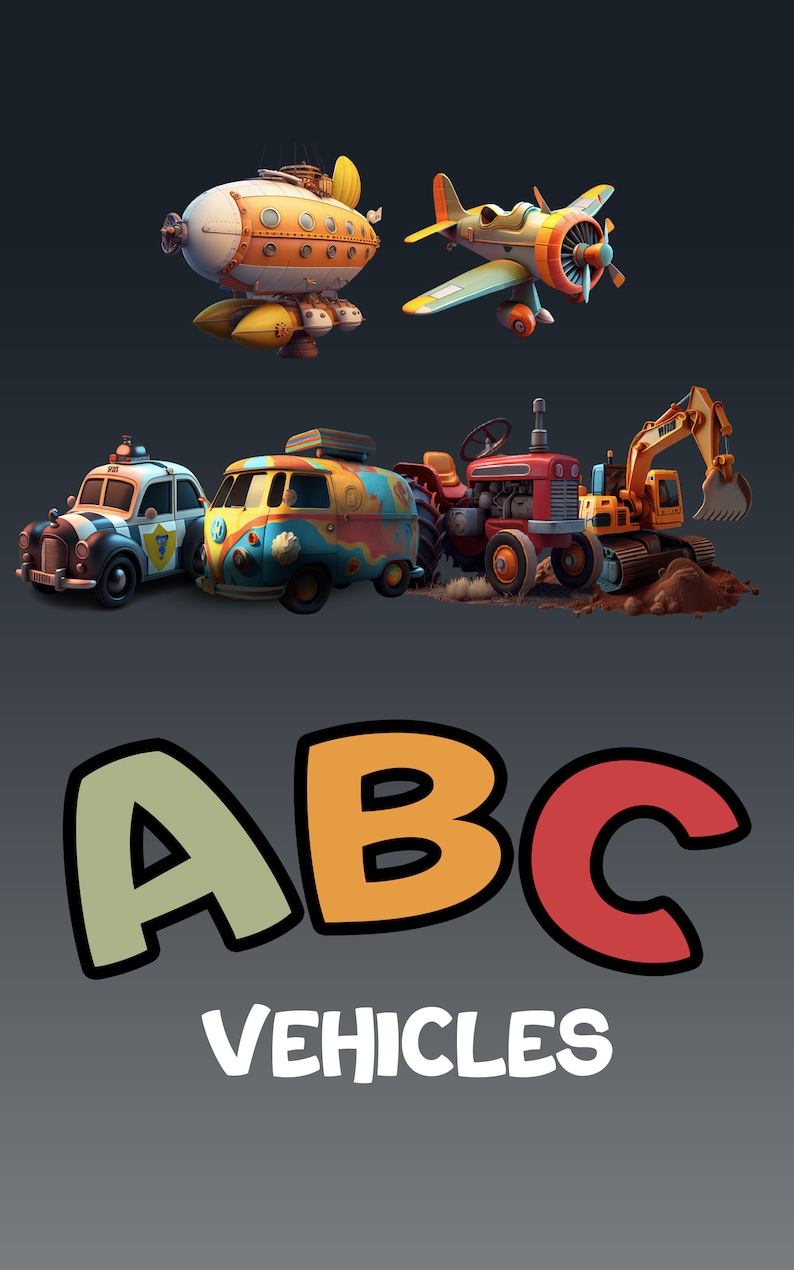 Printable Busy Book for Toddlers, ABC Vehicles Digital DIY Binder Book ...