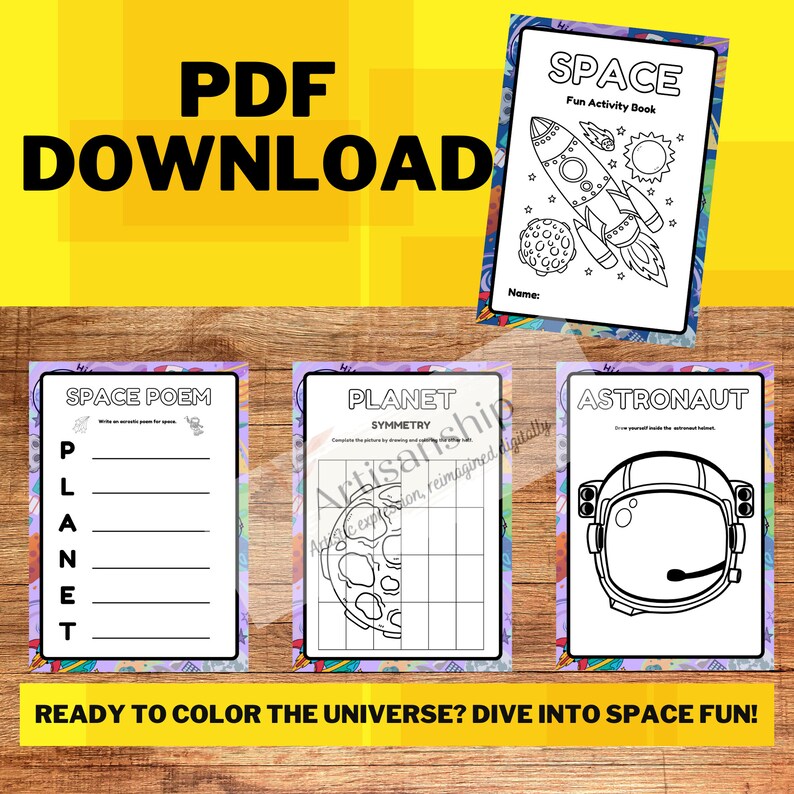 Space Activity Book for Kids - Printable PDF With Coloring Pages, Mazes ...