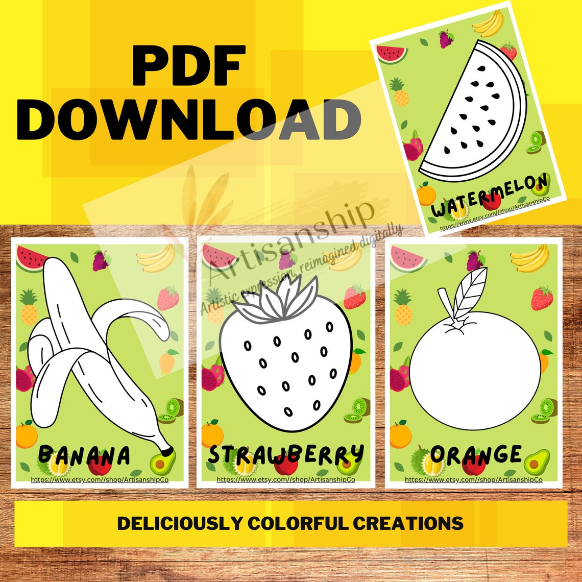 Fruits Coloring Book - Printable PDF for Kids Activity for Kids Digital ...