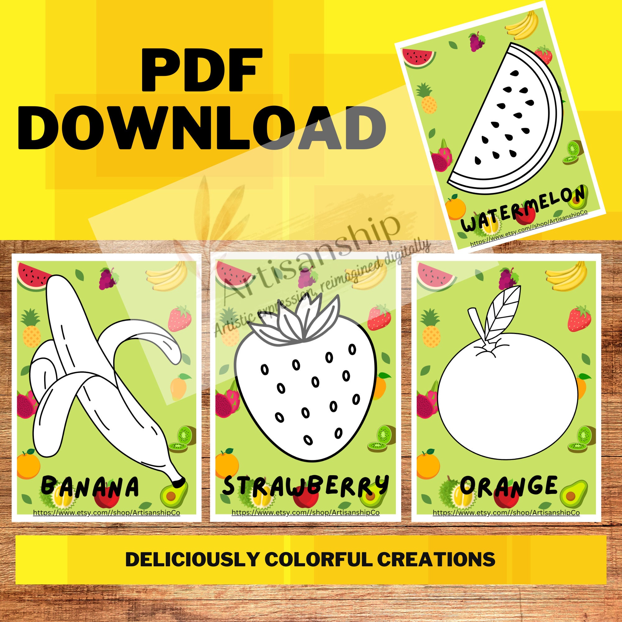 Fruits Coloring Book - Printable PDF for Kids Activity for Kids Digital ...