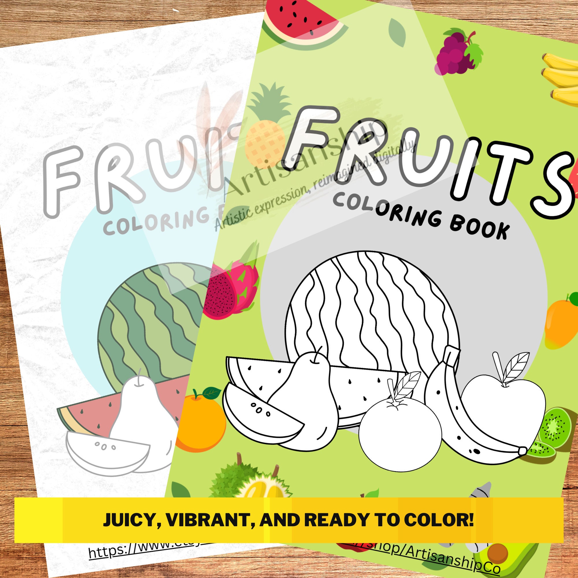 Fruits Coloring Book Printable PDF for Kids Activity for Kids Digital ...
