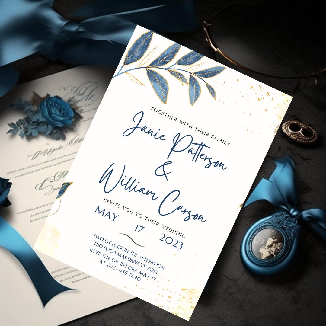 Invitation Wedding Card, Canva Template, Wedding Invite, Instant ...