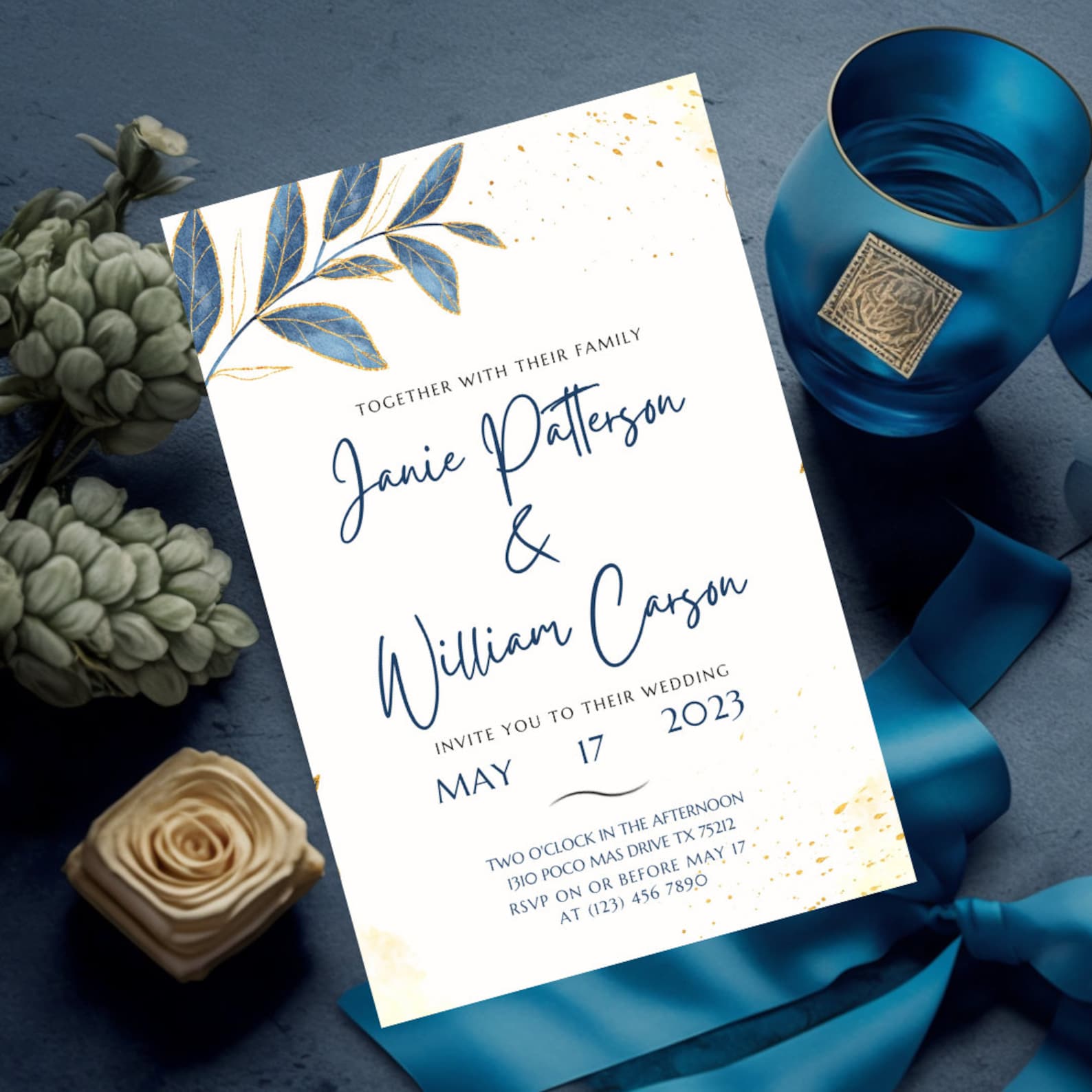 Invitation Wedding Card, Canva Template, Wedding Invite, Instant ...