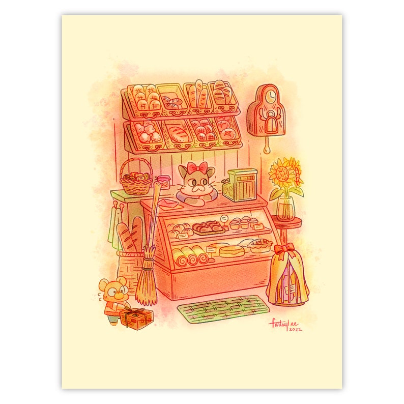 Kiki Bakery Cat Shop - Anime Fanart - Kawaii Art Print - Etsy
