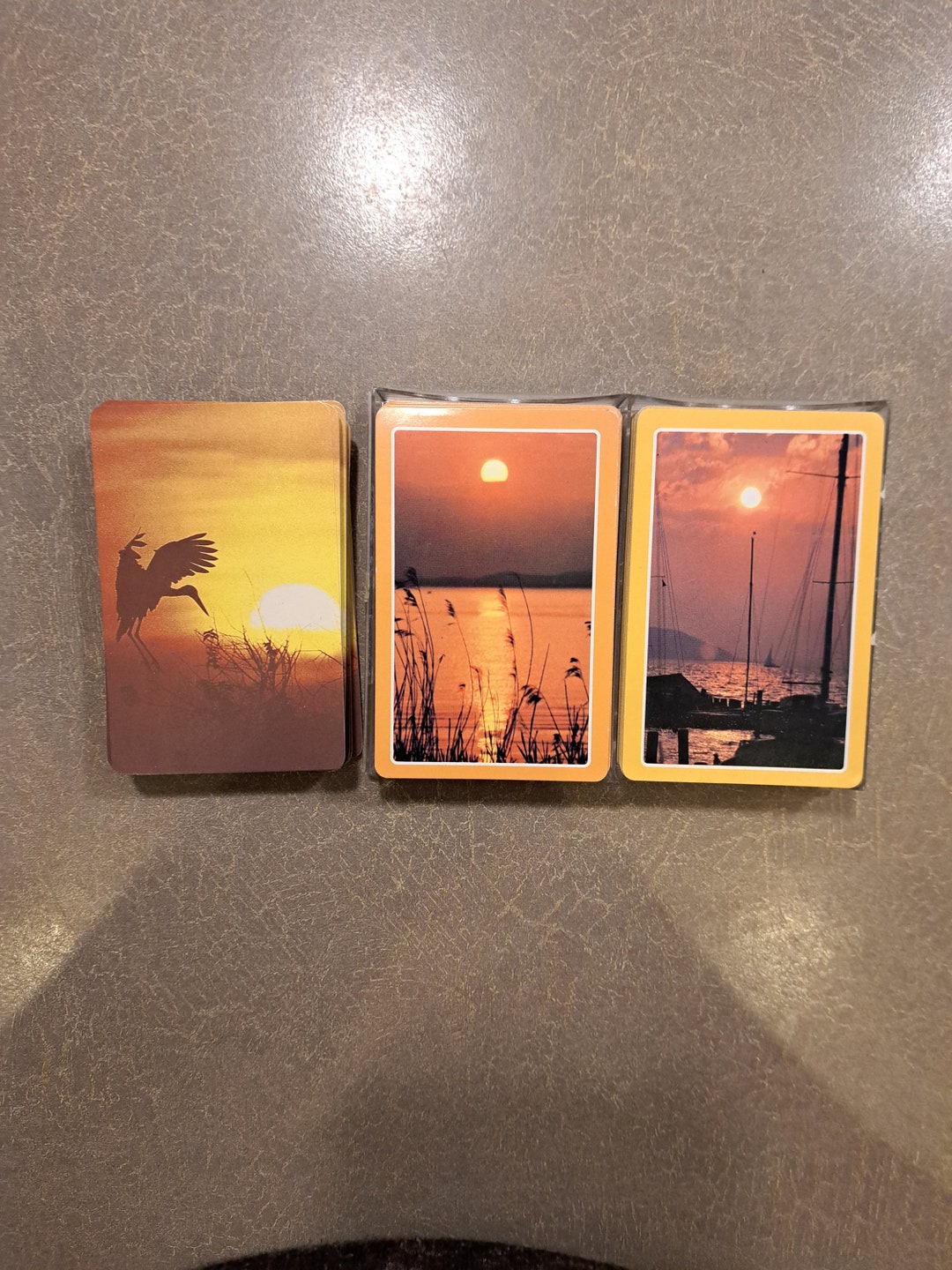 3 Set of Vintage Sunset Landscape Playing Cards - Etsy