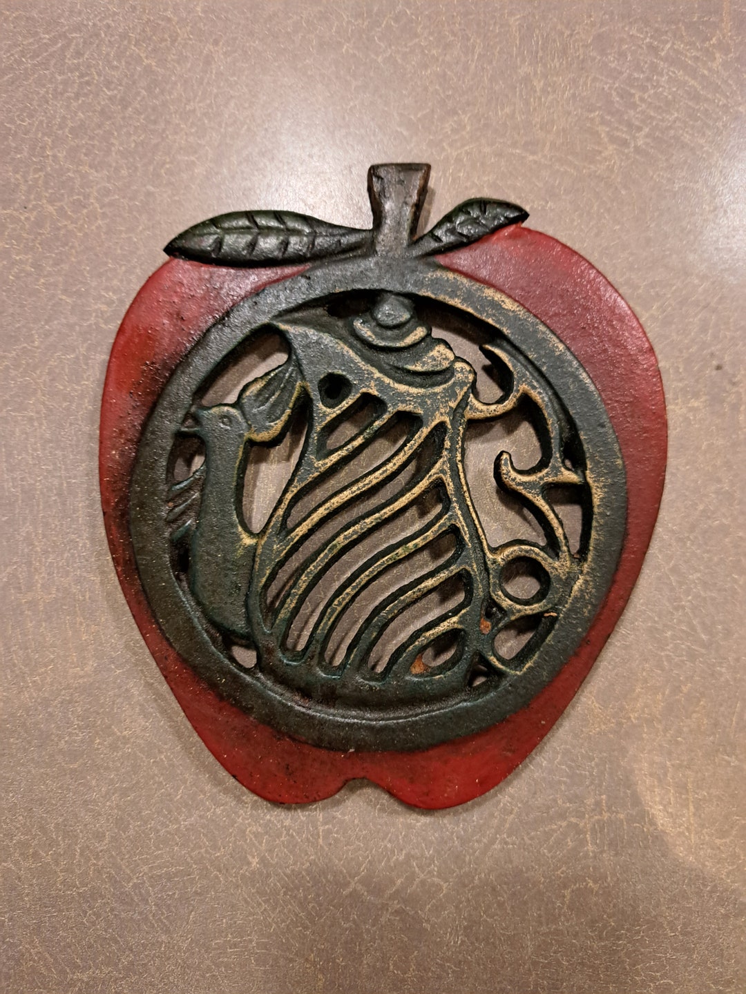 Vintage Wrought Iron Apple Under Dish - Etsy