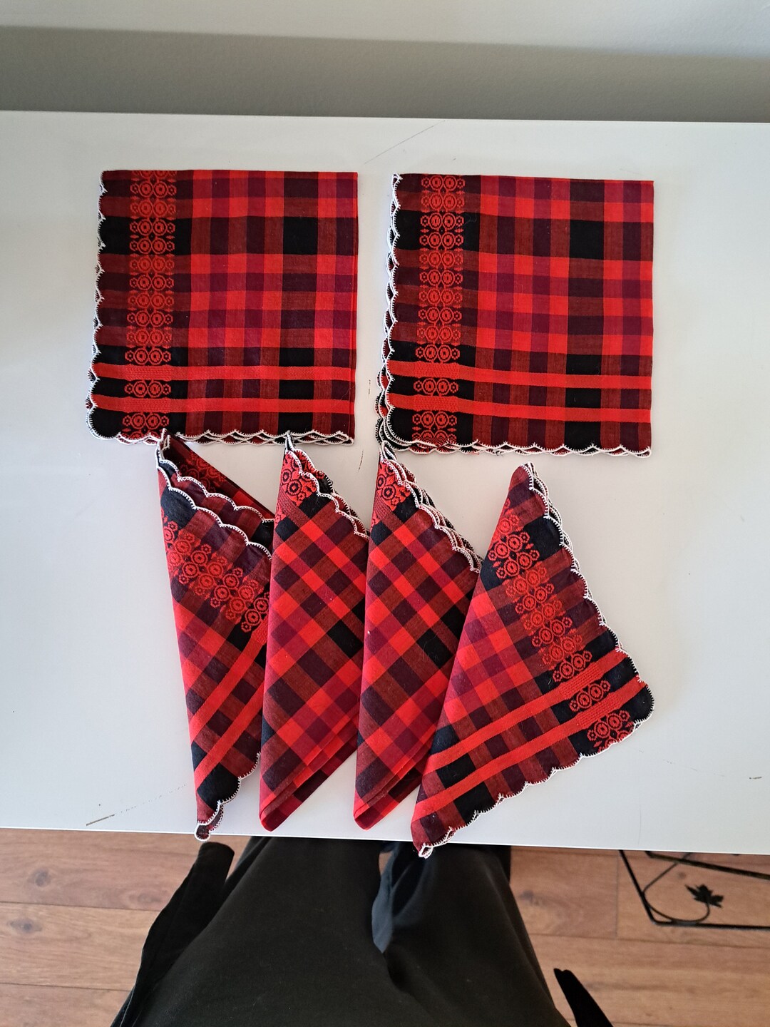 6 Napkins With Check Patterns - Etsy
