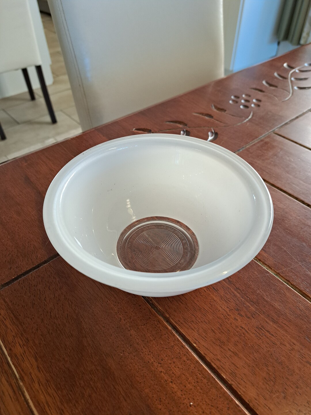 Vintage White Pyrex Mixing Bowl With Transparent Bottom - Etsy