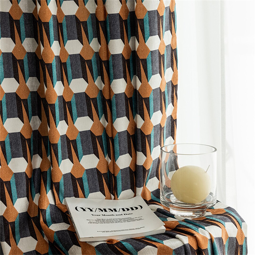 Chenille Abstract Patterns Curtains Farmhouse Cutains Custom Curtains ...