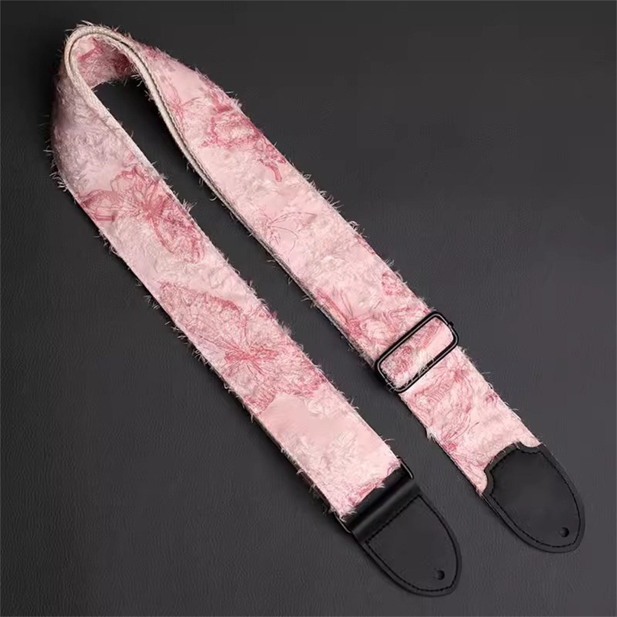 Pink Romantic Butterfly Guitar Strap Leather Acoustic Guitar Strap ...