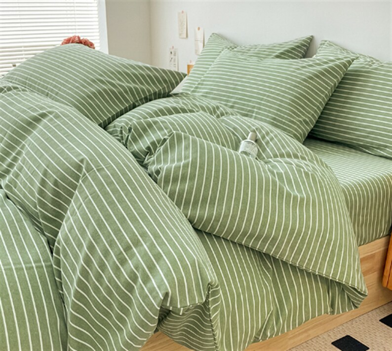 Green Striped Duvet Cover Cotton Thick Winter Duvet Cover Cotton ...