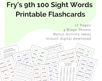 Kindergarten Sight Words Flash Cards Printable Digital Download ...