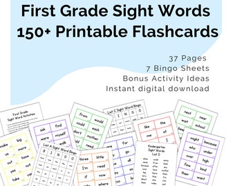 Minimal Printable First Grade Sight Word Flash Cards - Etsy