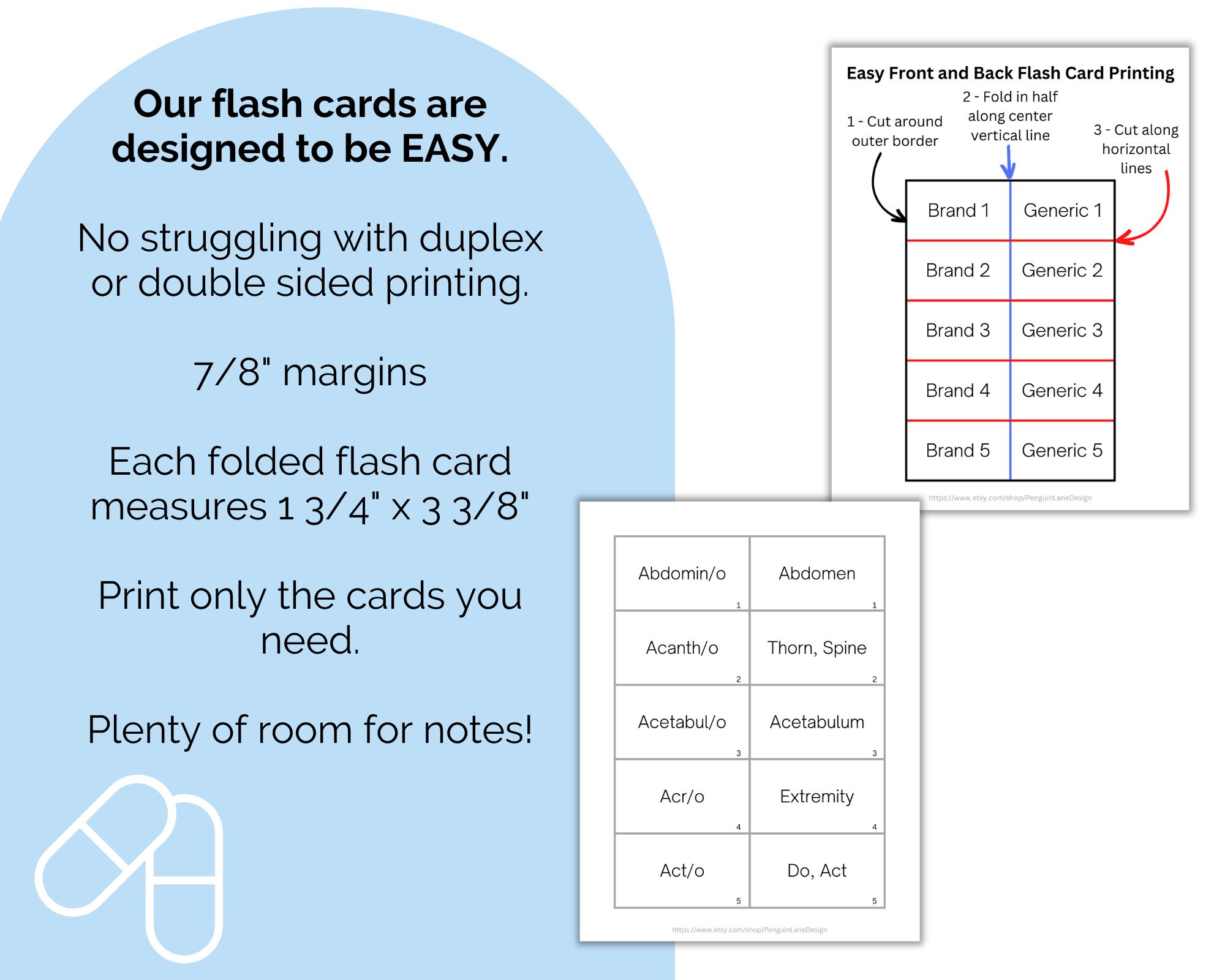 Medical Root Words Flash Cards Printable Digital Download, Medical ...