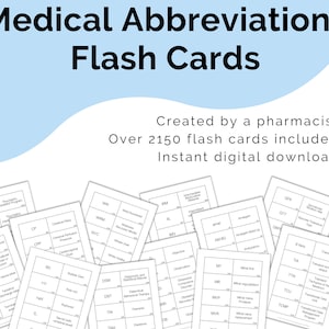 Medical Abbreviation Printable Flashcards, Digital Download Study Guide ...