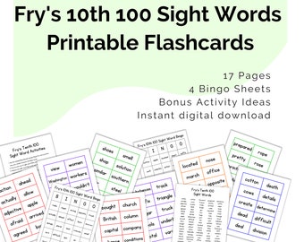 Fry's Second 100 Sight Words Flash Cards Printable Digital - Etsy
