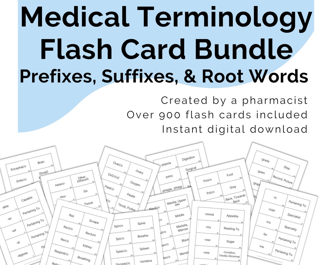 Medical Terminology Printable Digital Download Bundle, Root Words ...