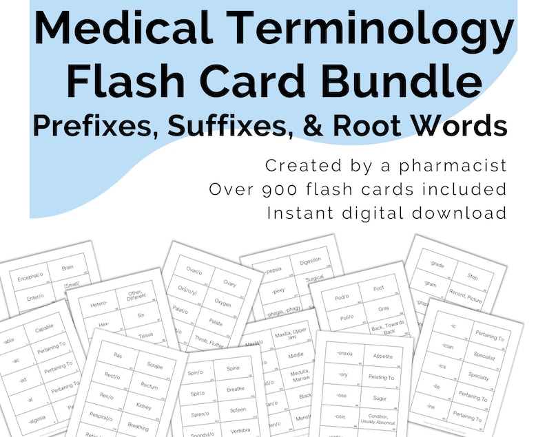 Medical Terminology Printable Digital Download Bundle, Root Words ...