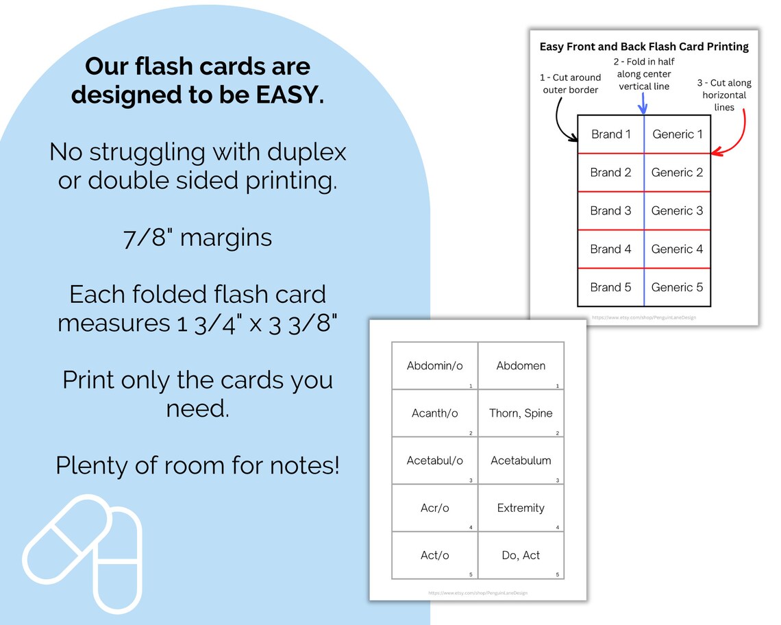 Medical Prefixes & Suffixes Flash Cards Printable Digital Download ...