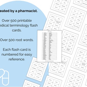Medical Root Words Flash Cards Printable Digital Download, Medical ...