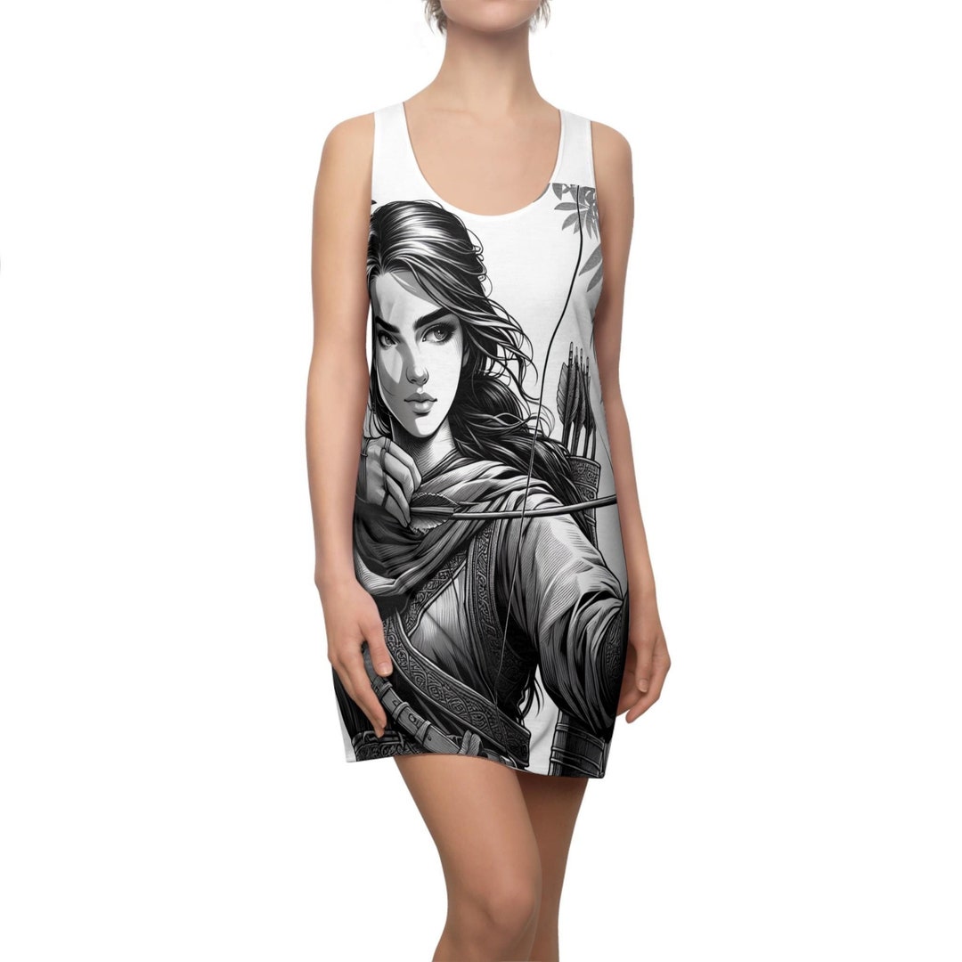 Huntress Warrior Ballerina Dress Feminine Power up Strength Strong Woman Cut & Sew Racerback ...