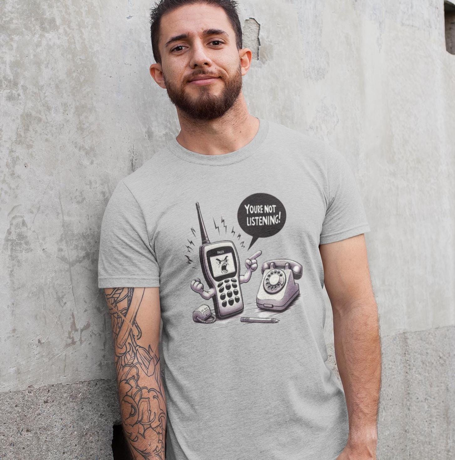 90s Nostalgia T-shirt: Pager Vs Rotary Phone, Genx Humor Tee - Etsy