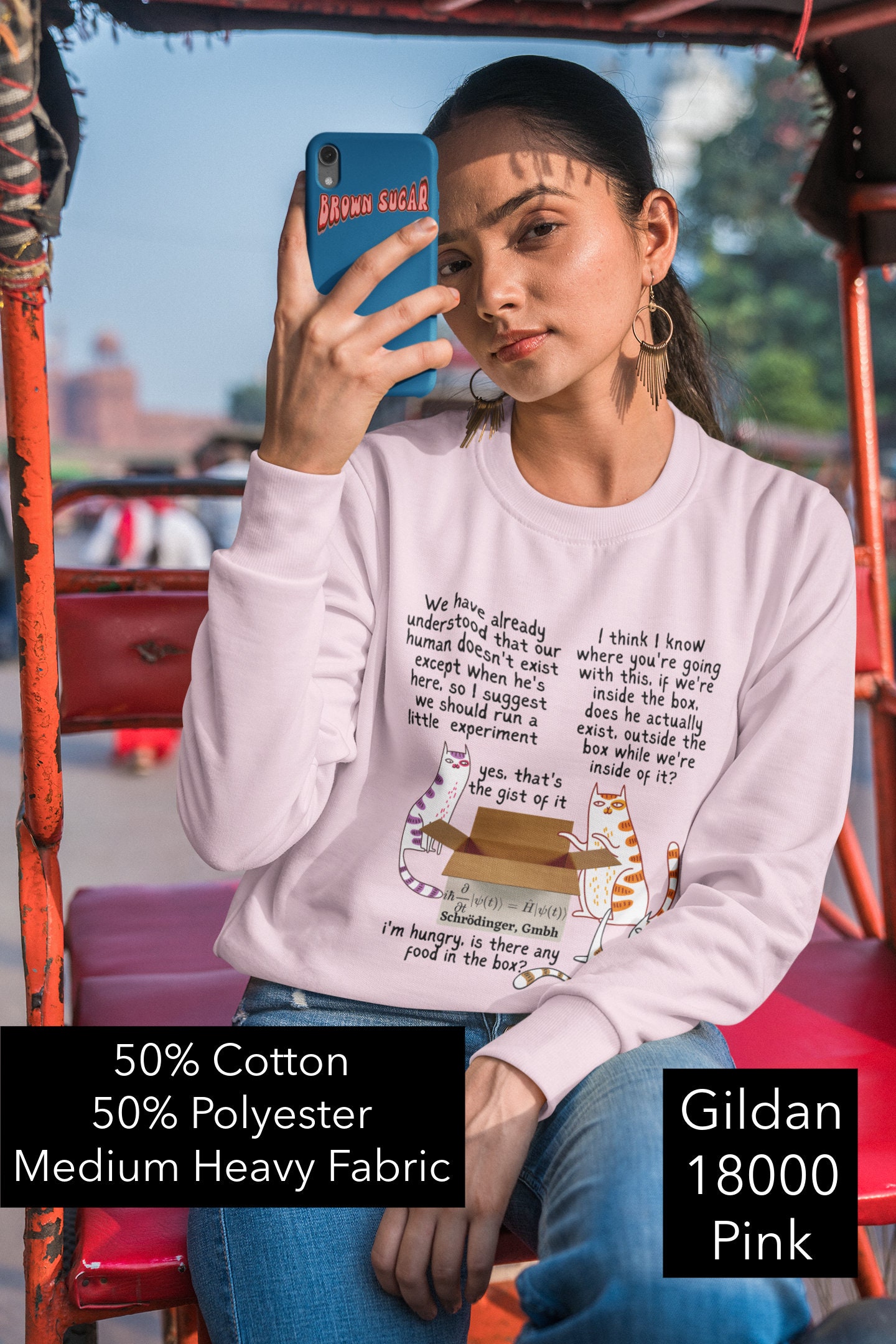 Funny Physics Gift Sweatshirt Erwin Schrödinger's Cats Shirt Think ...