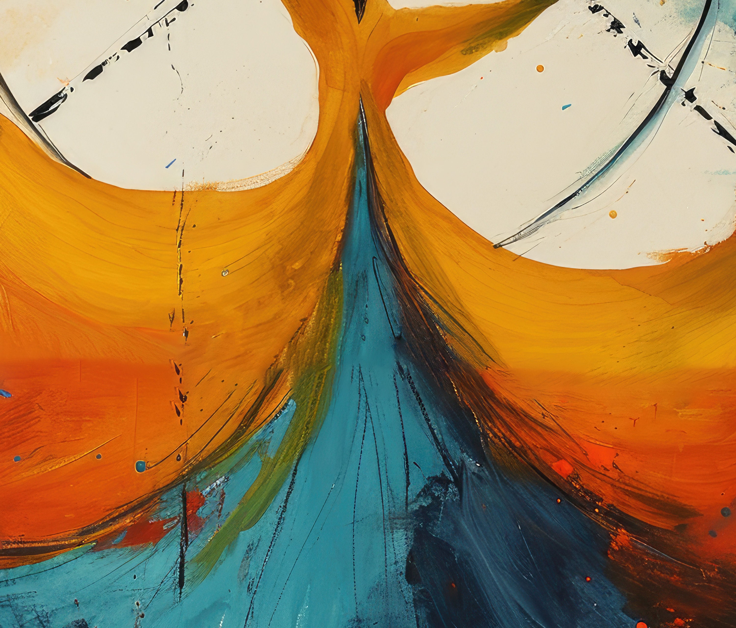 Captivating Teal and Orange Whirling Dervish Dance Abstract Spiritual ...