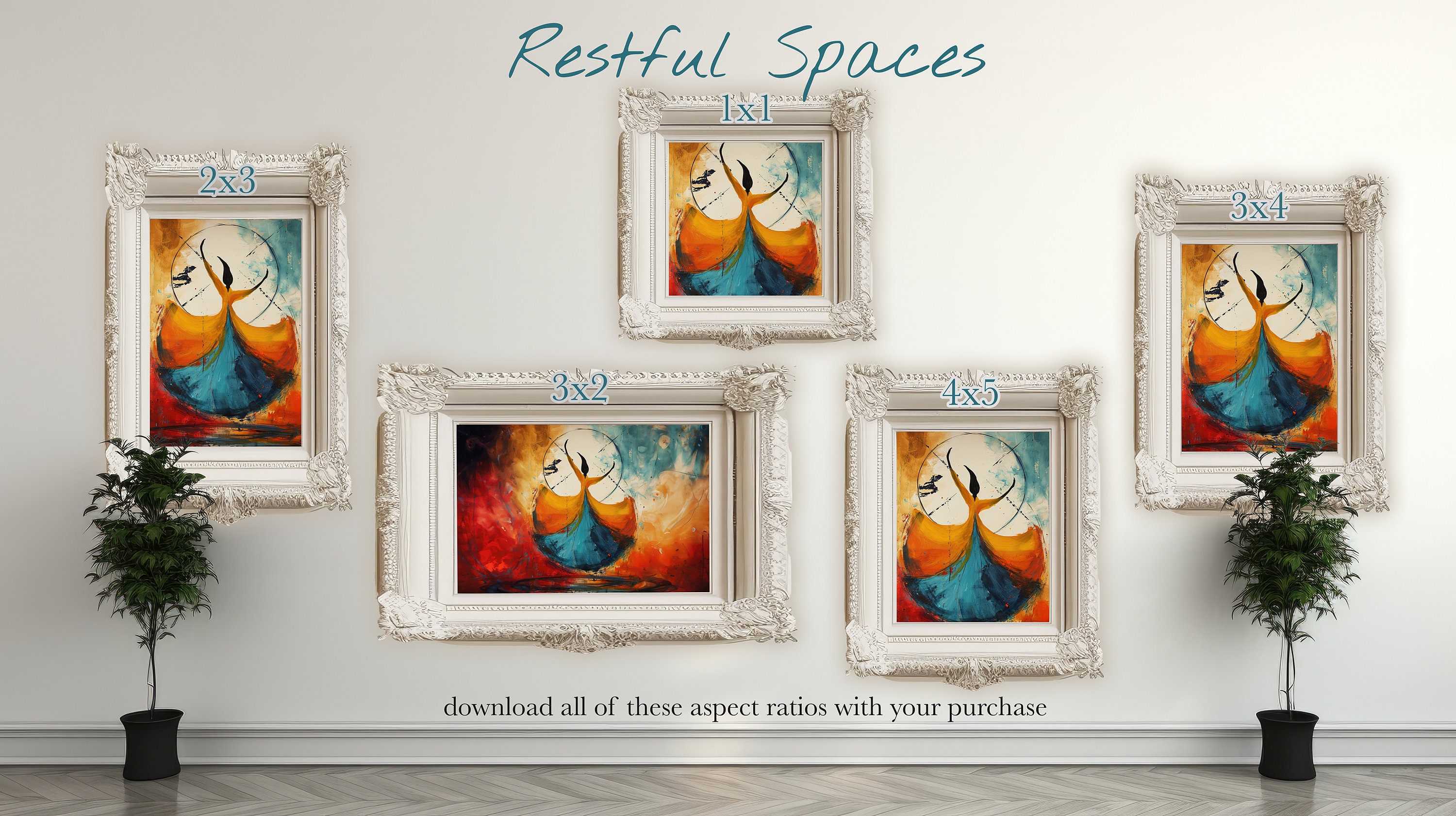 Captivating Teal and Orange Whirling Dervish Dance Abstract Spiritual ...